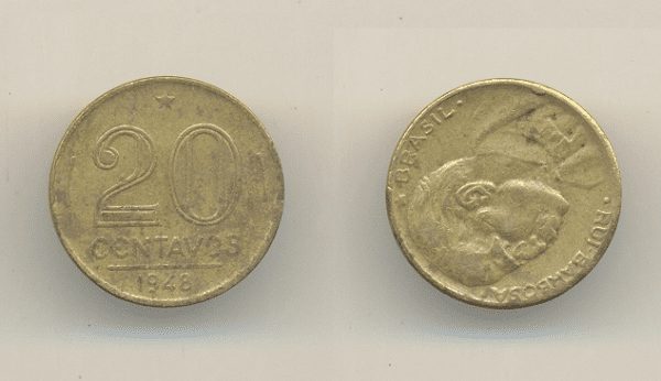 20 CENT. 1948 VARIANTE INCLINADO