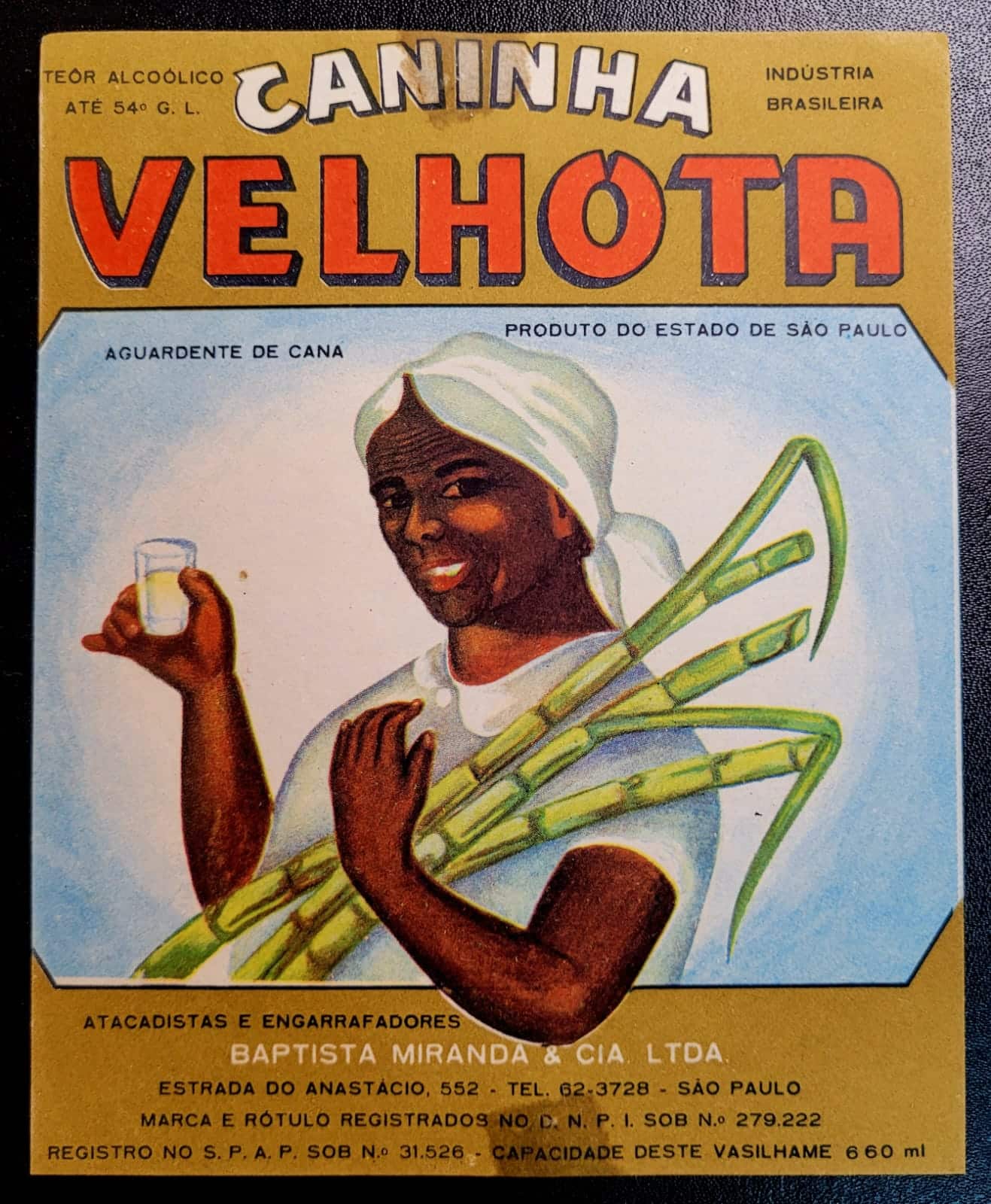 Antigo Rótulo De Aguardente De Cana - Caninha Velhota - São Paulo