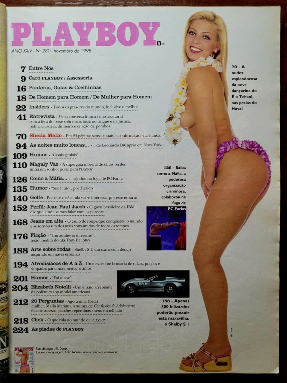 Playboy Nº 280 - Sheila Mello (Revista Com Pôster) Novembro 1998