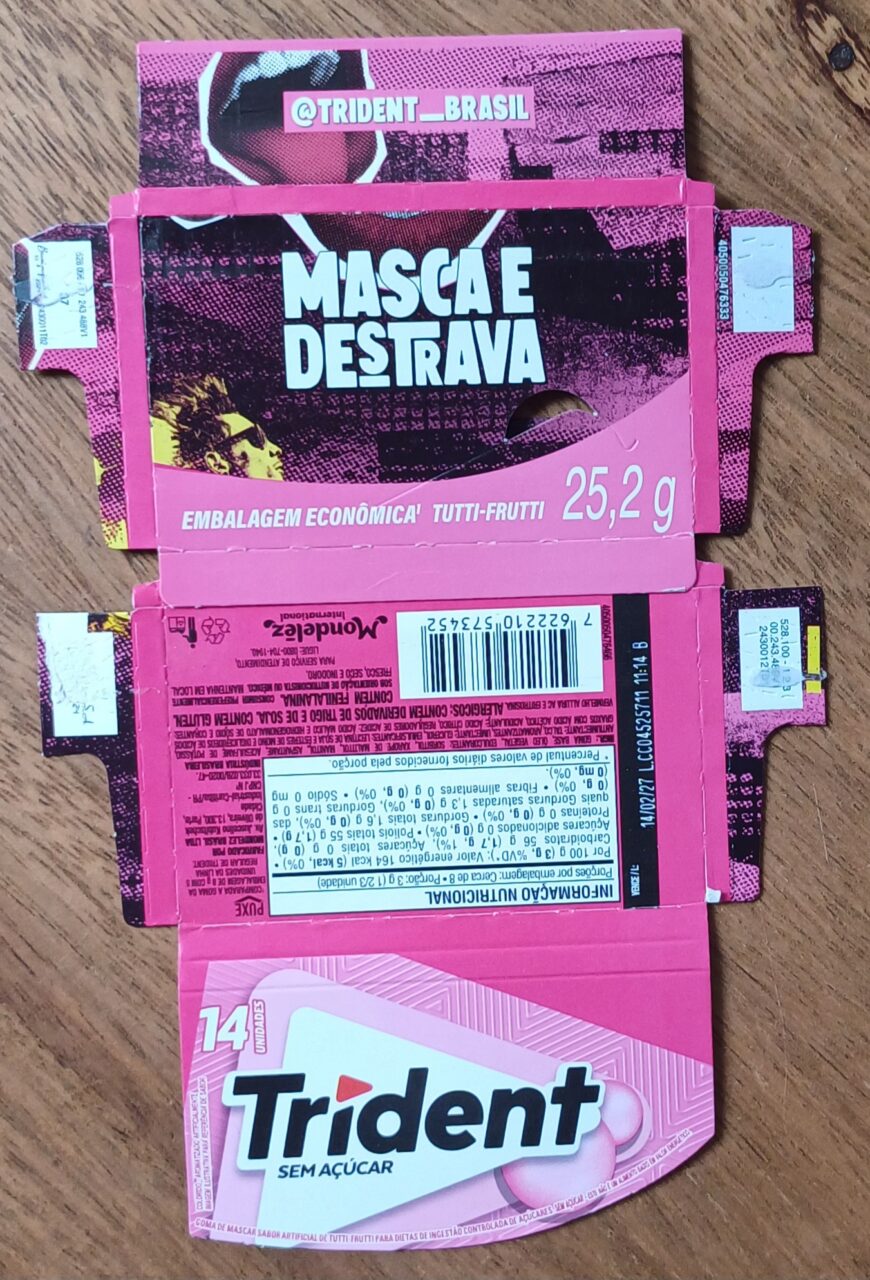 Embalagem Caixinha Chiclete Trident Tutti Frutti Masca E Destrava.